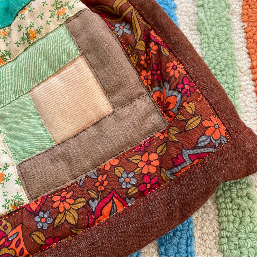 Unique Vintage Hand Sewn Log Cabin Quilted Hand Bag P… - Gem